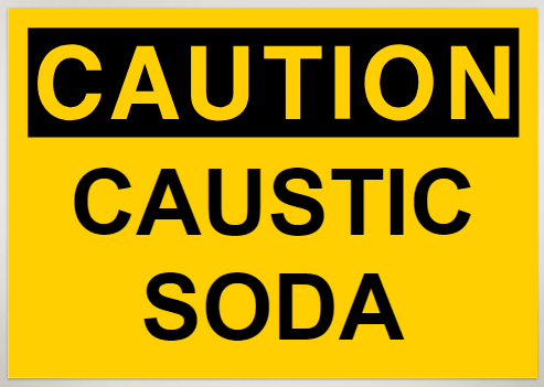 OSHA Caution Safety Sign: Caustic Soda 7"x10" Adhesive Vinyl