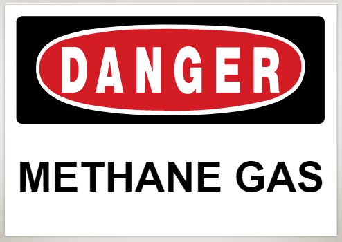 OSHA Danger Safety Sign: Methane Gas 7"x10" Adhesive Vinyl