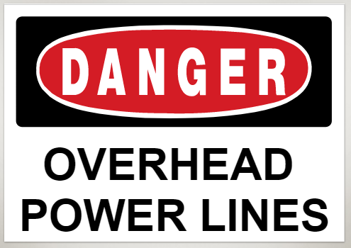 OSHA Danger Safety Sign: Overhead Power Lines 7"x10" Adhesive Vinyl